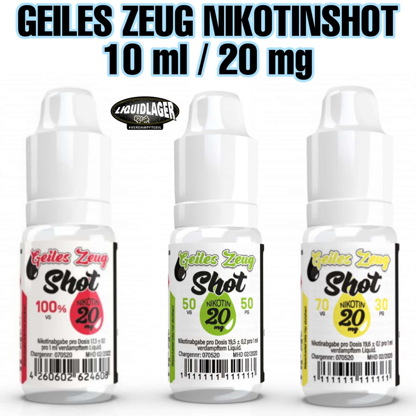 Liquidlager Blitzversand Dampfen - Niktotinshots 50/50 + 70/30 + 80/20 ...